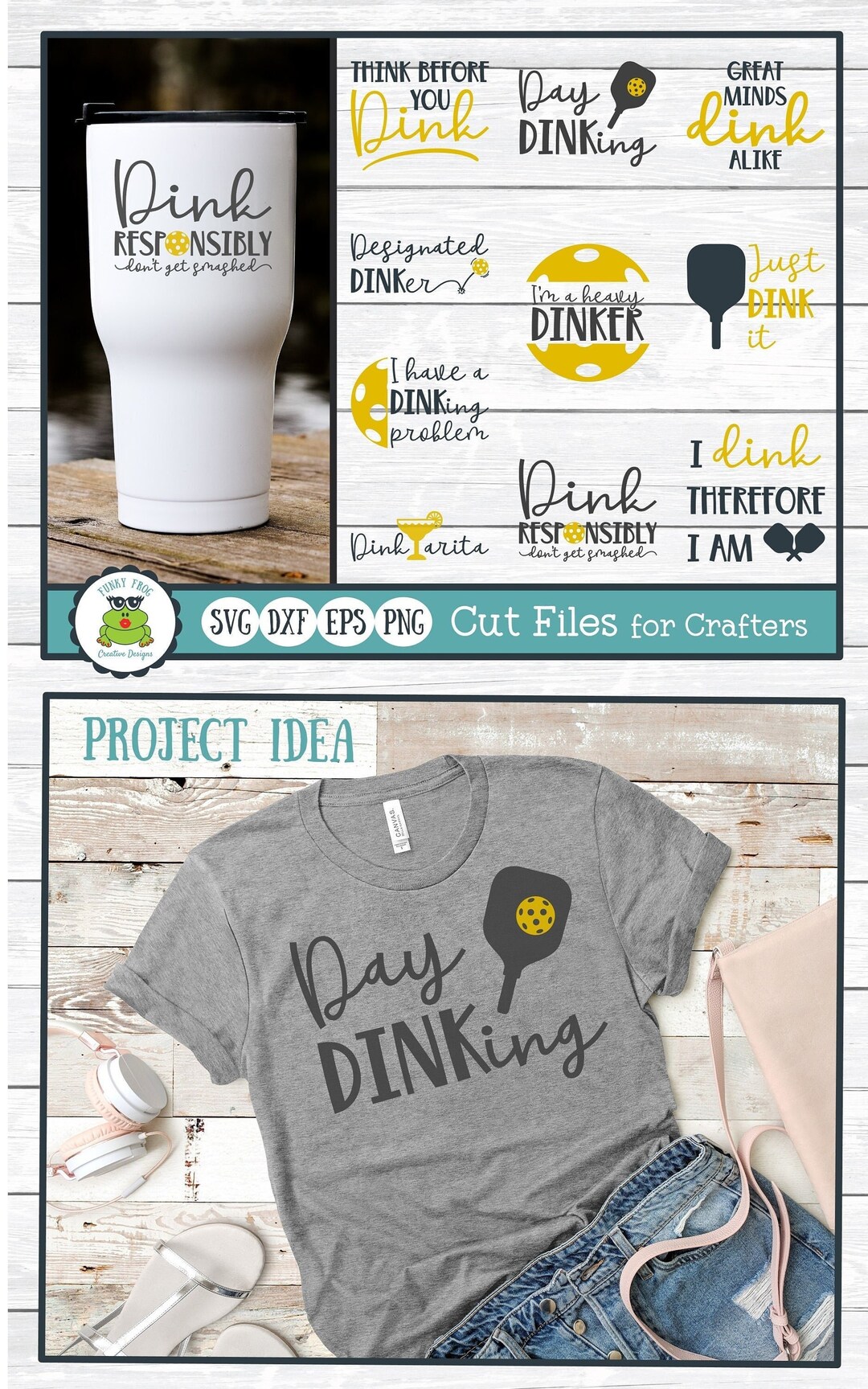 Pickleball Dinking Puns Bundle SVG Cut Files for Crafters - Etsy