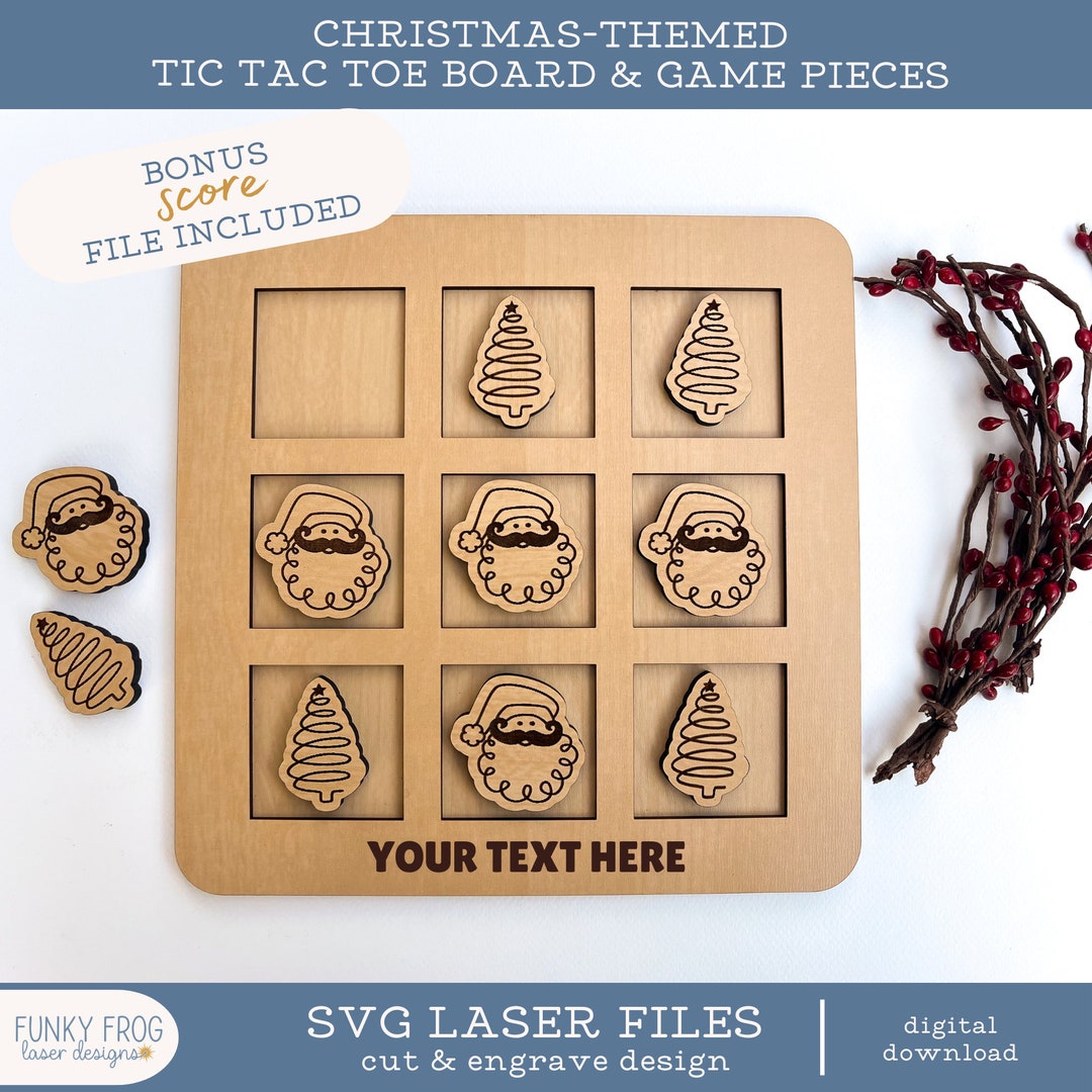 SVG Christmas Tic Tac Toe Board With Santa & Christmas Tree Game Pieces ...
