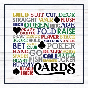 Cards Subway Art, SVG Cut File for Crafters, PDF Printable Wall Art ...