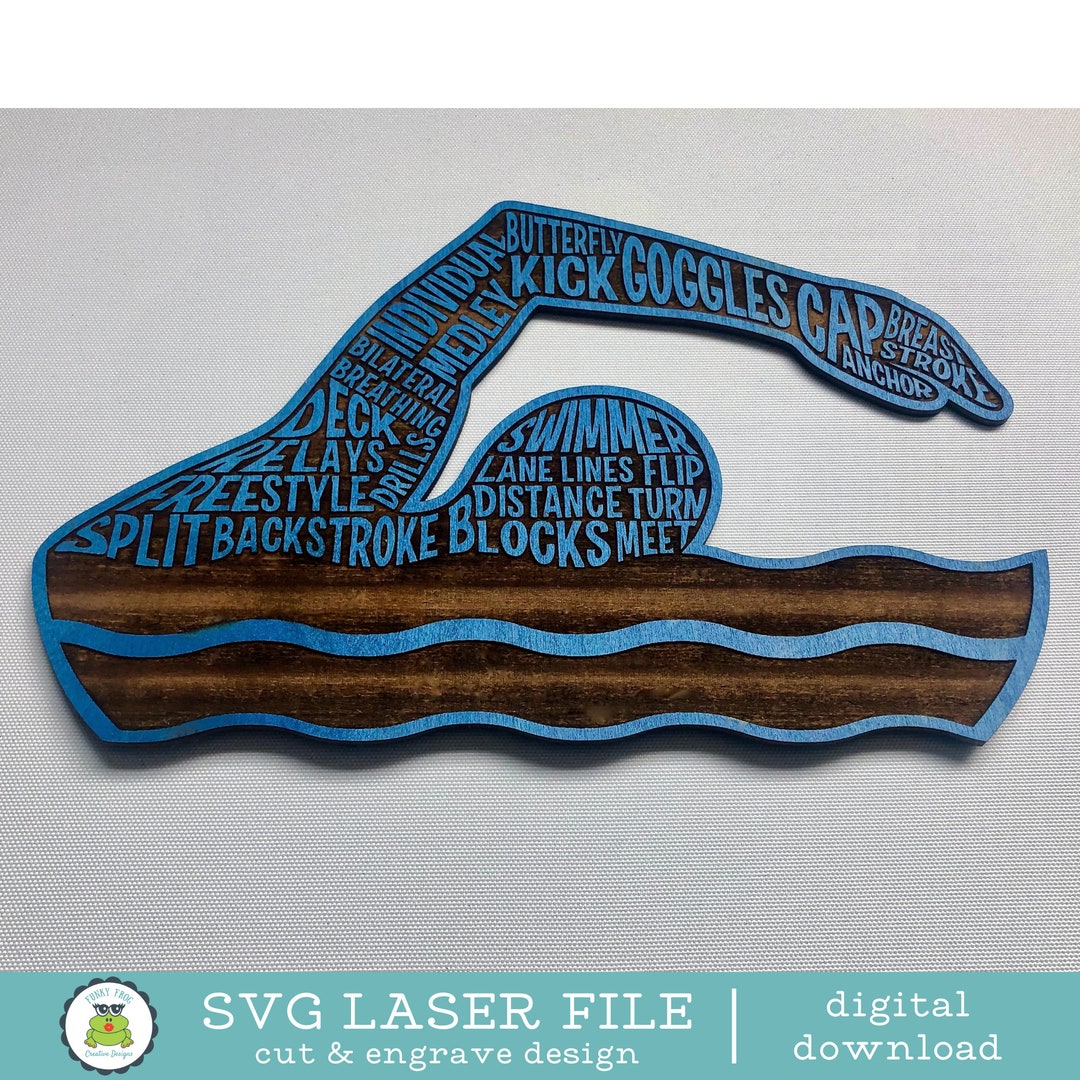 Swim Word Art Laser Ready File | Swimming Art | SVG Vector File for ...