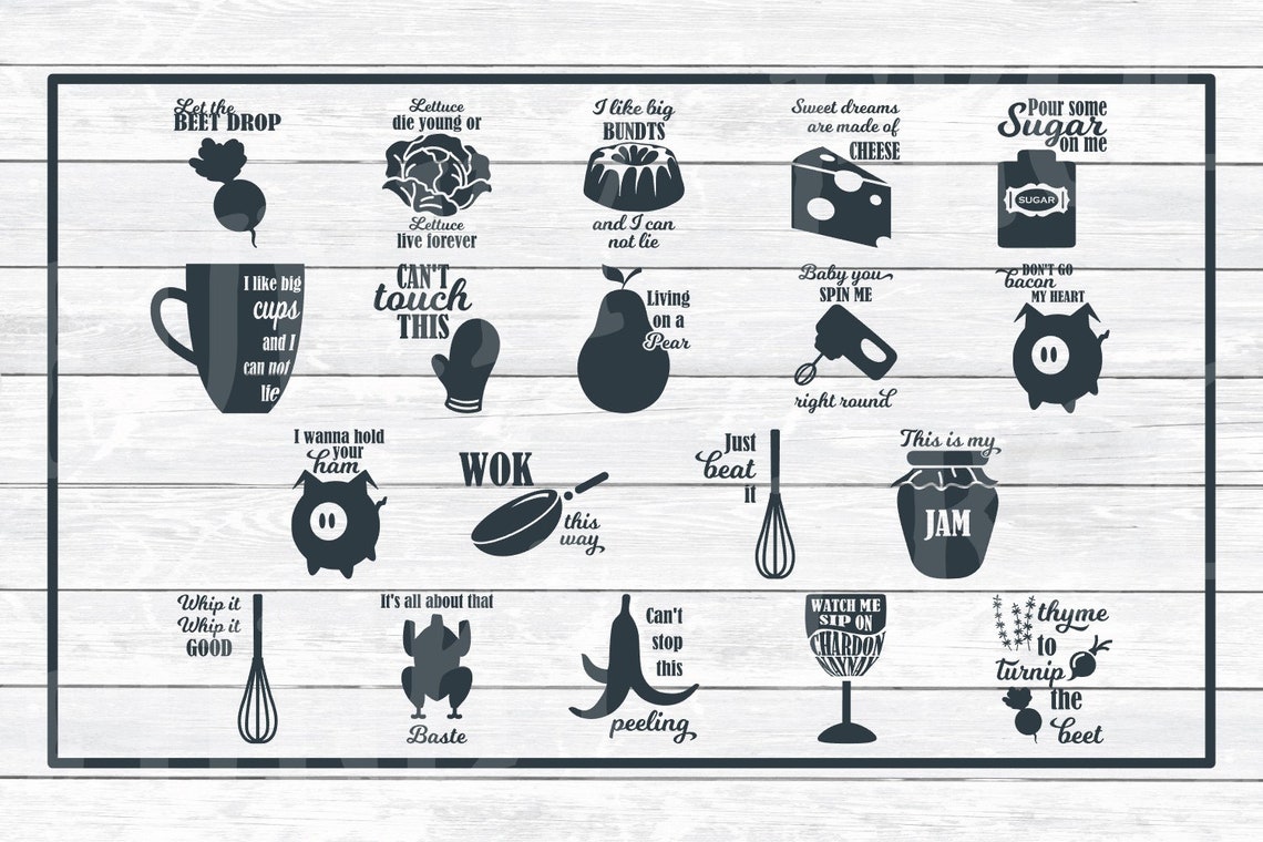 Kitchen Art Mega Design Bundle, Kitchen Puns, SVG Cut Files for ...