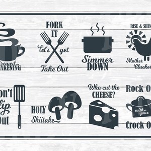 Kitchen Art Mega Design Bundle, Kitchen Puns, SVG Cut Files for ...