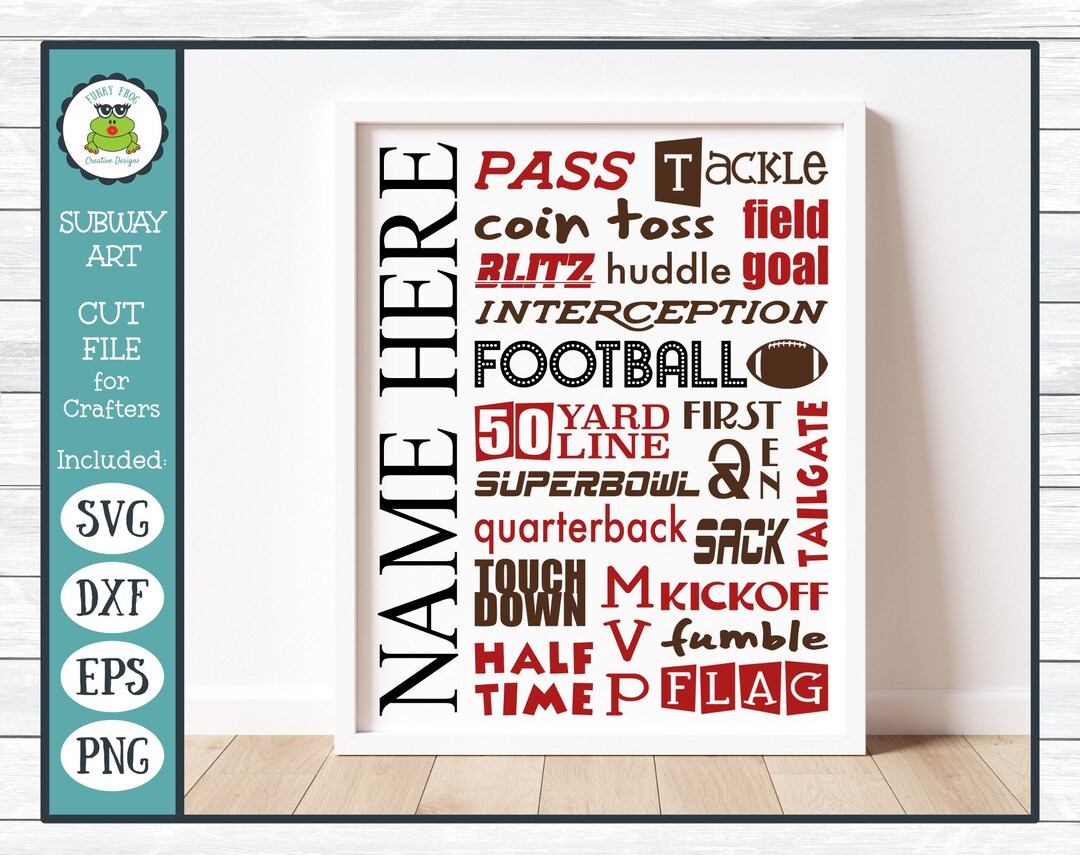 Football Subway Art SVG Cut File for Crafters PNG Printable - Etsy