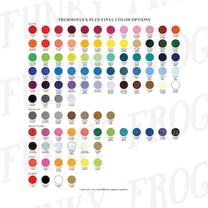 Heat Transfer Vinyl Color Options Chart, Easyweed Siser HTV, Glitter ...