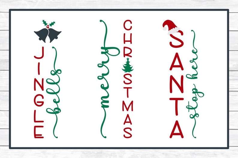 Holiday Vertical Sign Design Bundle, Christmas SVG Cut Files for ...