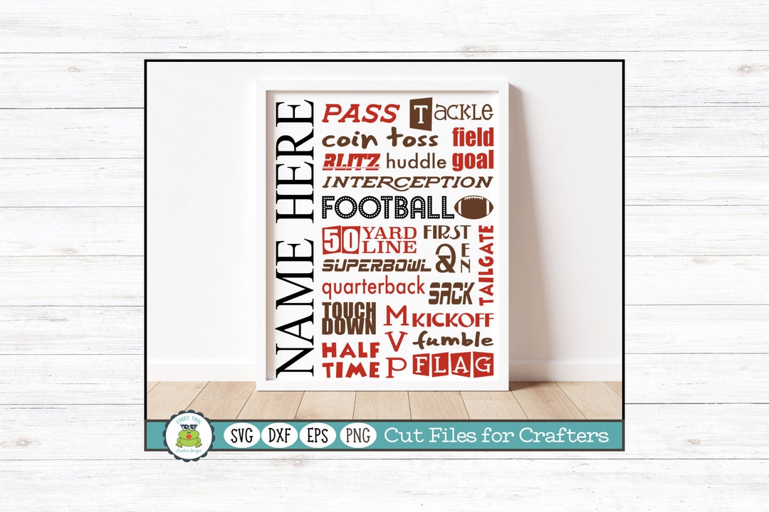 Football Subway Art, SVG Cut File for Crafters, PNG Printable Wall Art ...