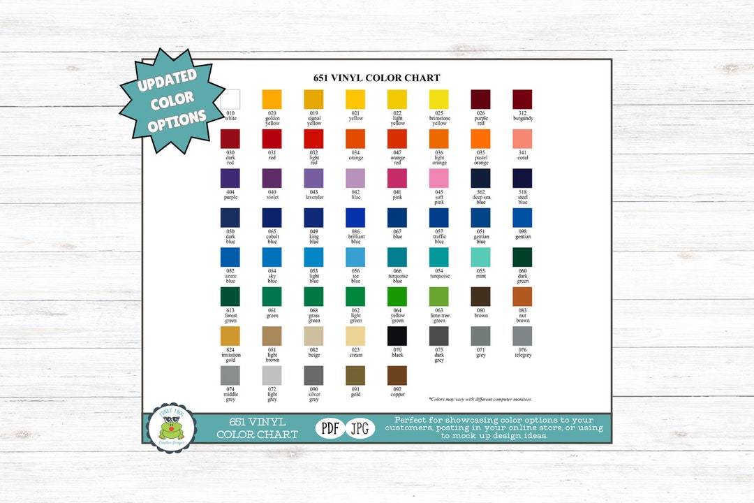 Vinyl Color Options Chart for Store Owners, Color Mockups, Oracal 631 ...