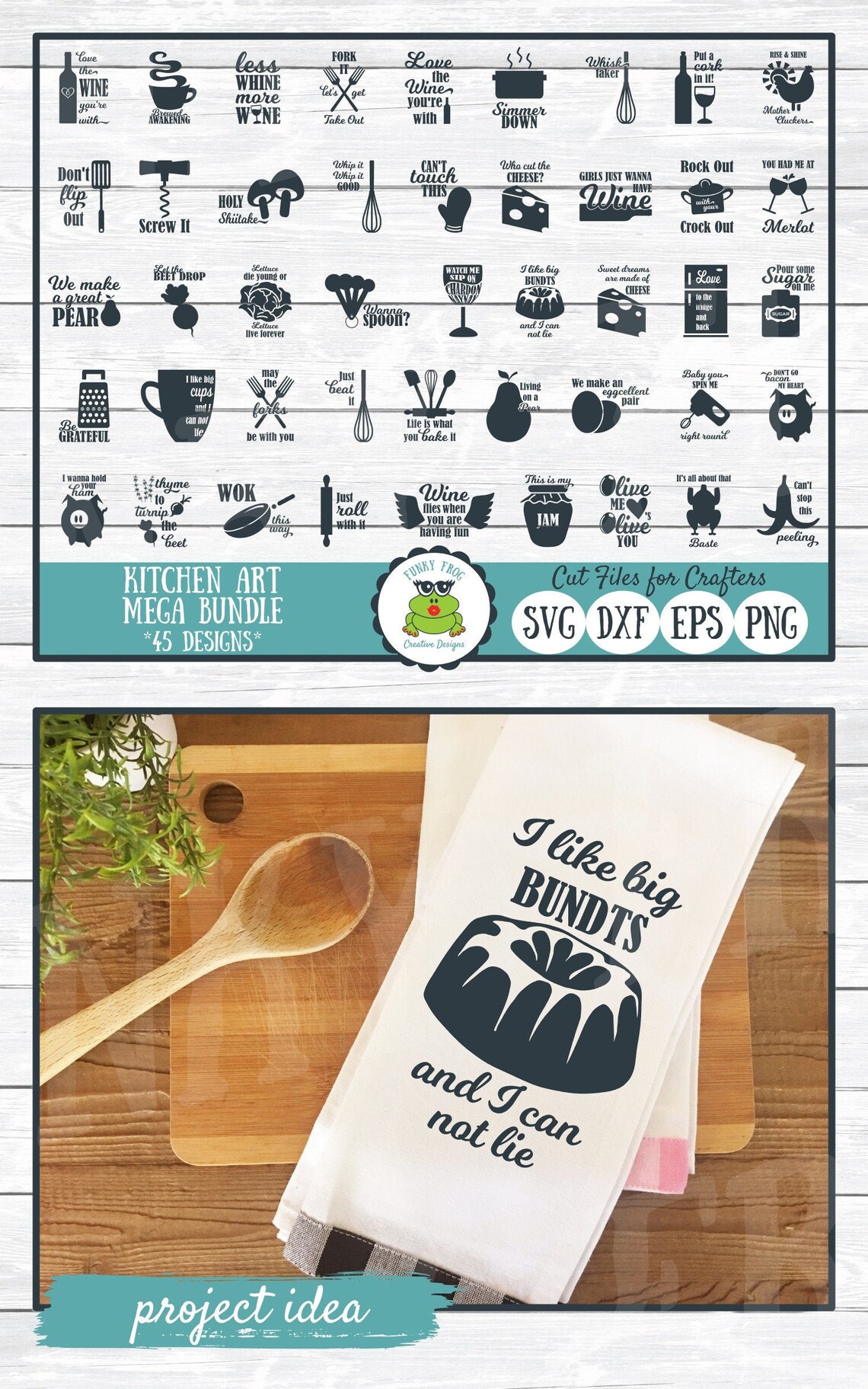 Kitchen Art Mega Design Bundle, Kitchen Puns, SVG Cut Files for ...