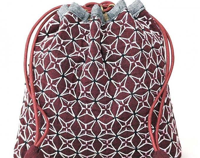 NEW Color - QH Textiles Kuguri-sashi Woven Sashiko Drawstring Bag Kit ...