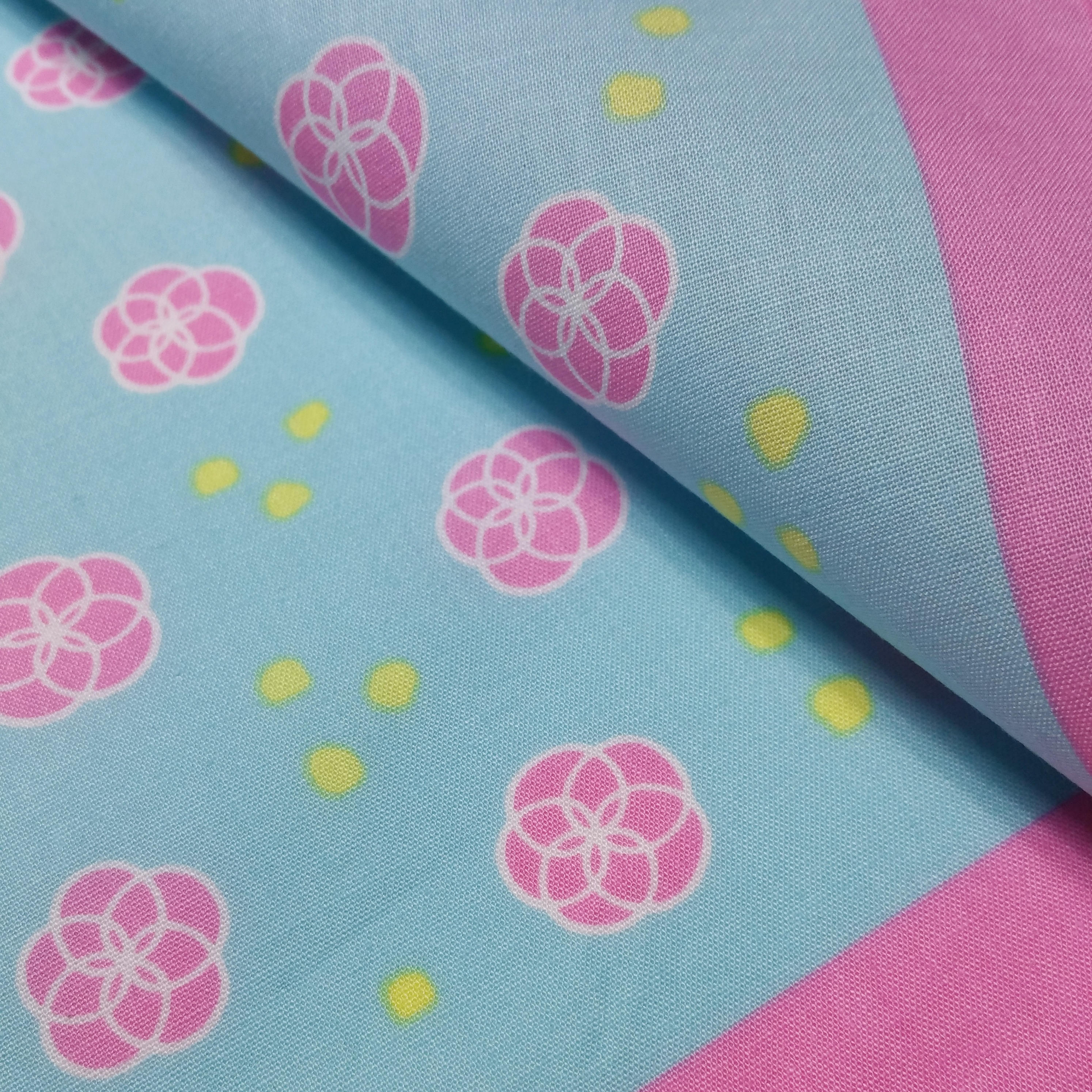 Japanese cotton tenugui hand towel cloth - pink floral