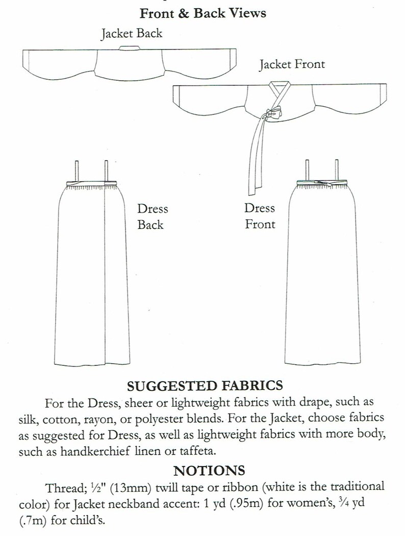 Folkwear Sewing Pattern 141 Korean Han-bok Misses XS to XL - Etsy