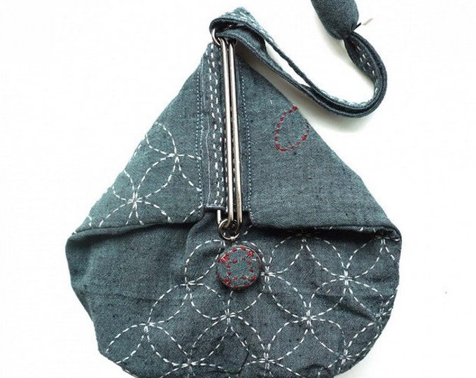 QH Textiles Sashiko Slide Clasp Purse Kit With Blue Yarn Dyed Cotton - Etsy