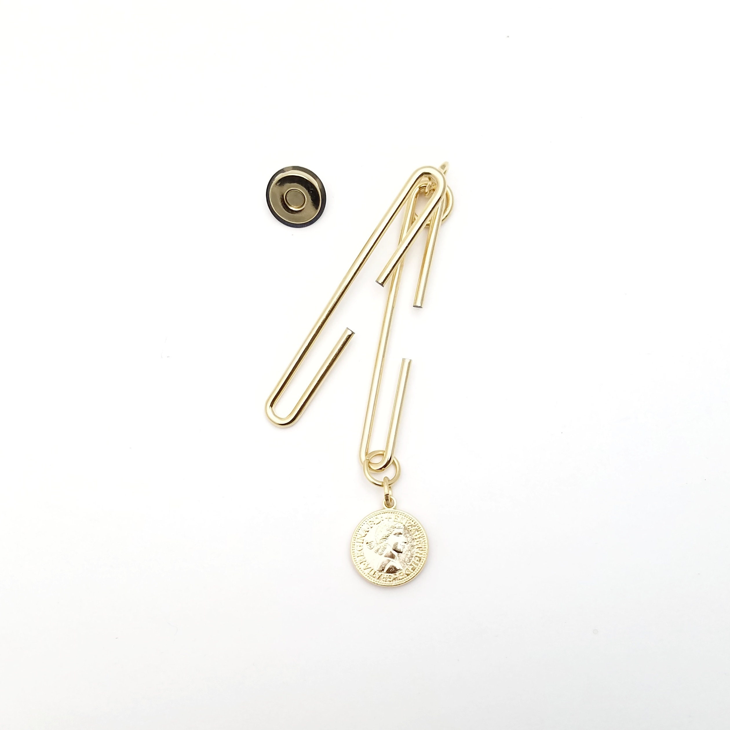 Metallic gold 2 3/4 inch (7cm) Slide Clasp with magnetic snap - made in ...