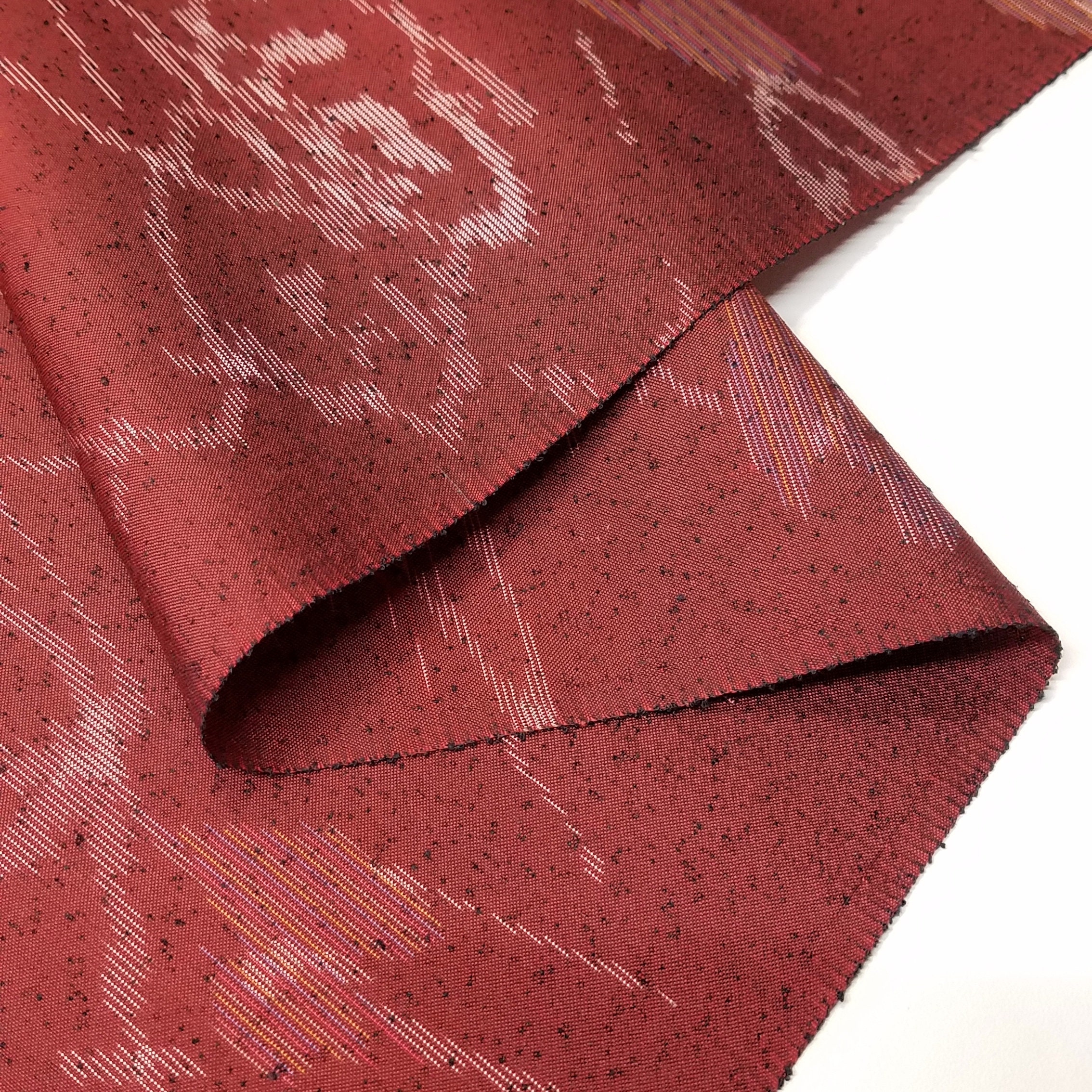 Vintage Japanese oshima tsumugi pongee kimono silk - Deep red with ...