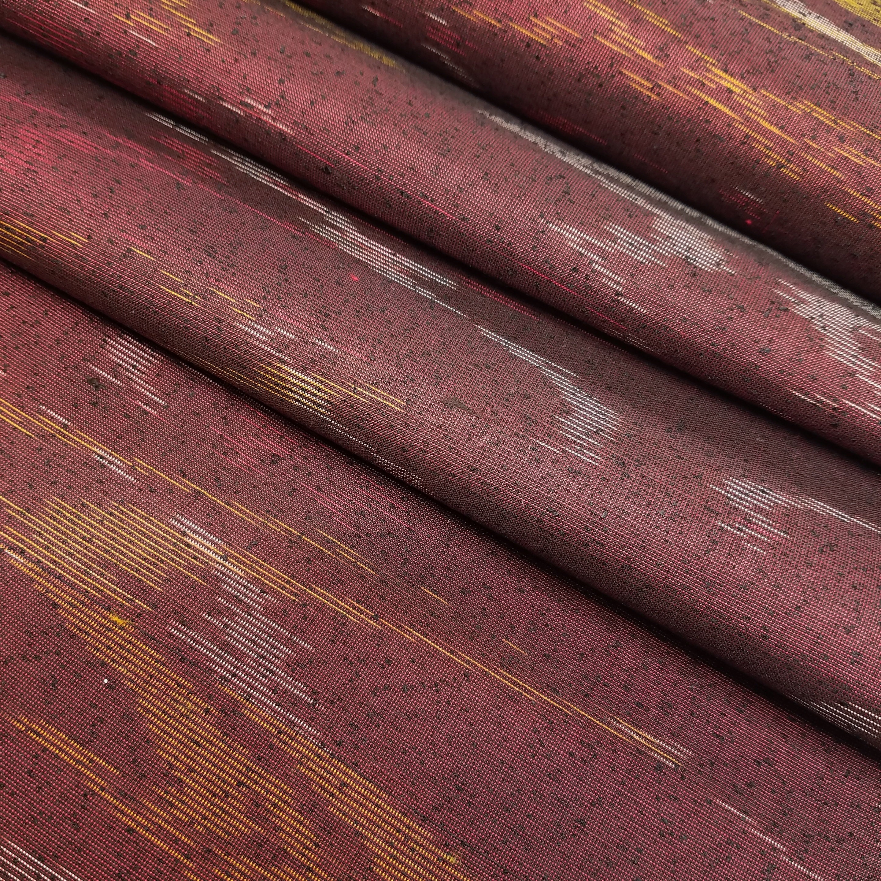 Vintage Japanese oshima tsumugi pongee kimono silk - Deep red with ...