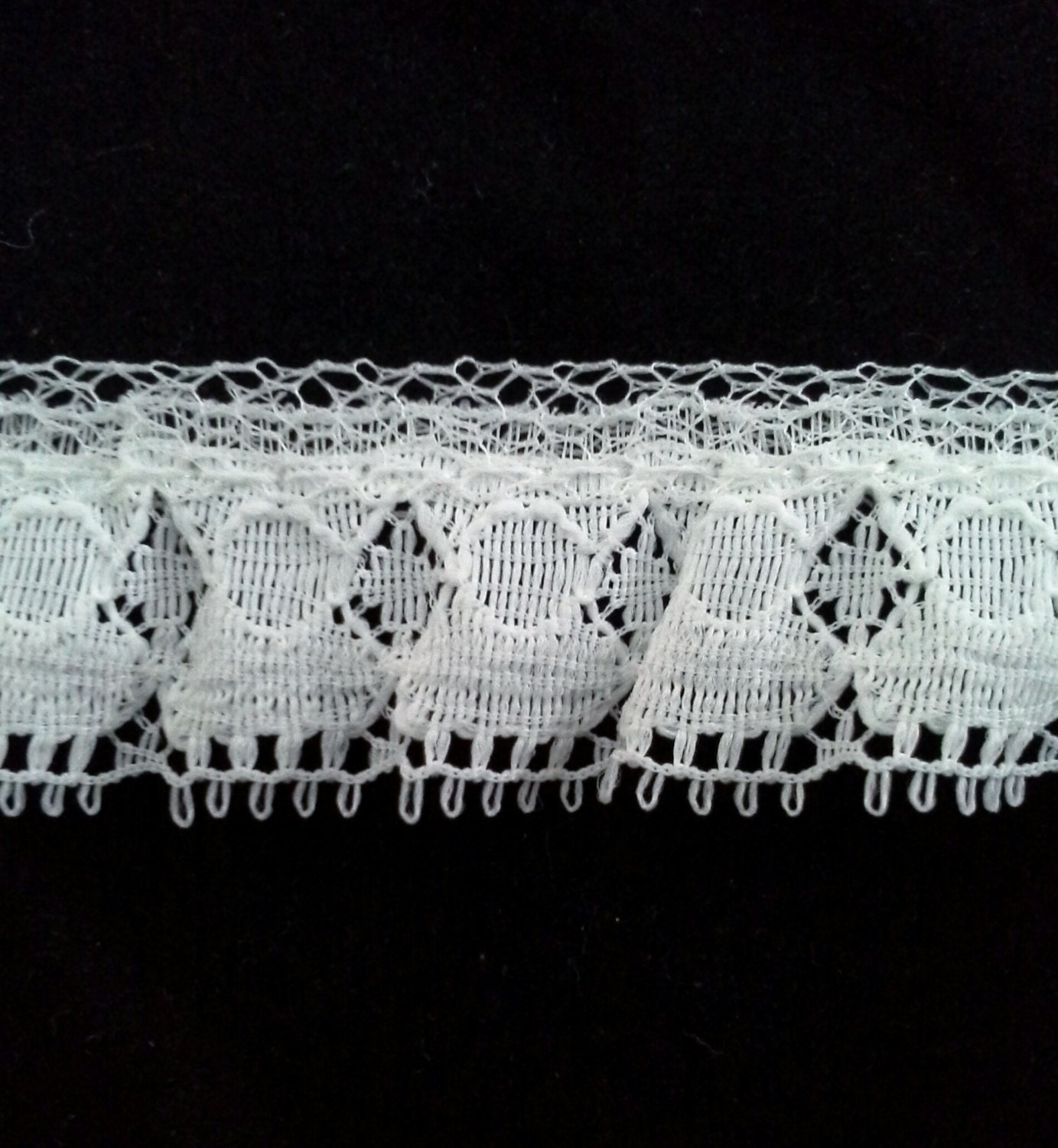 Vintage tiny white 3/4 inch ruffle lace trim- by the yard