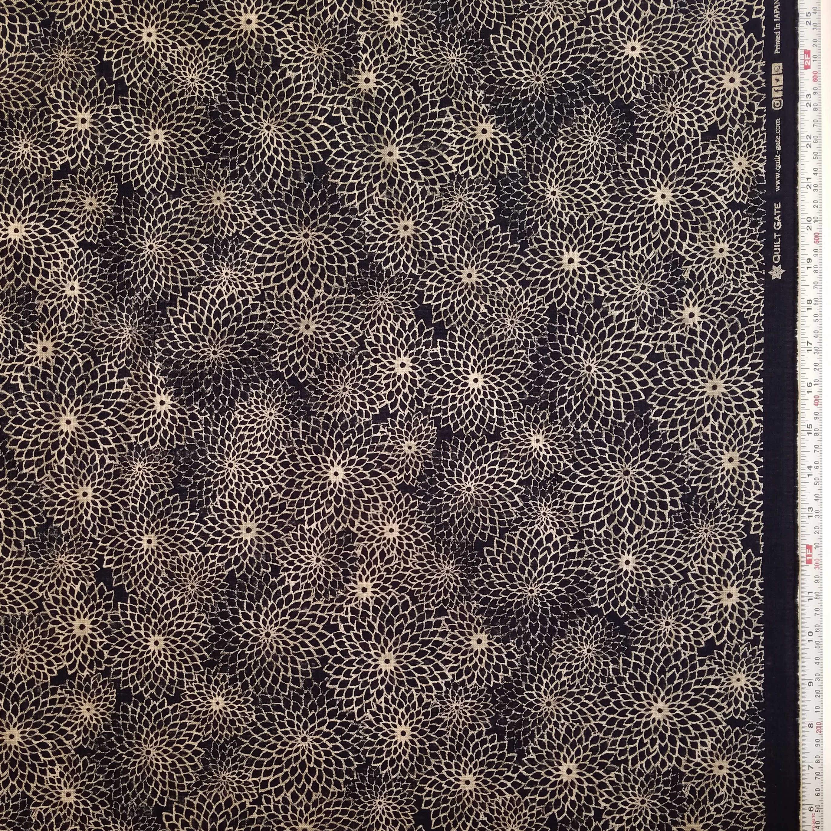 New, Quilt Gate cotton canvas fabric - Hyakka Ryoran Indigo II Kiku ...