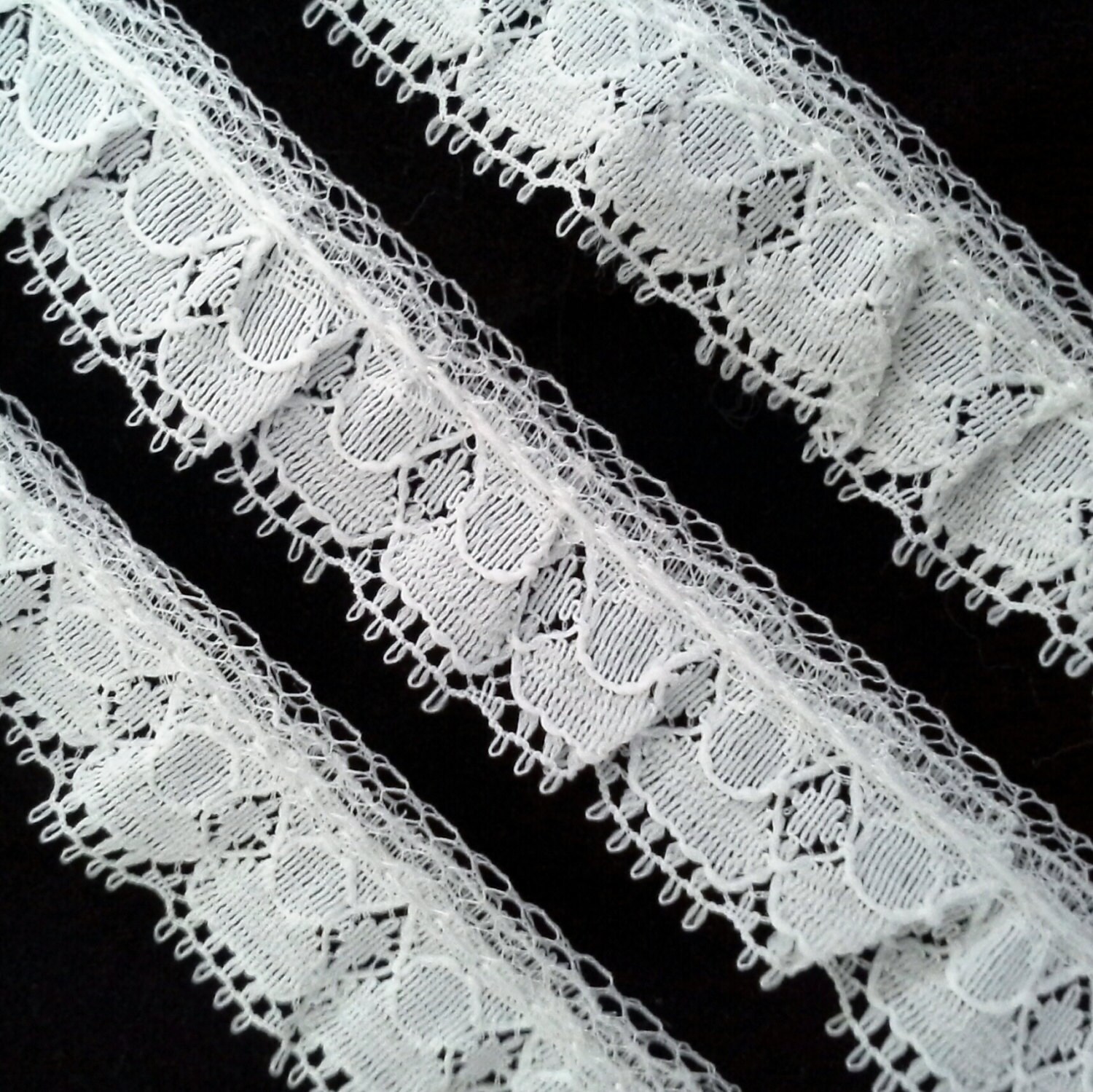 Vintage tiny white 3/4 inch ruffle lace trim- by the yard