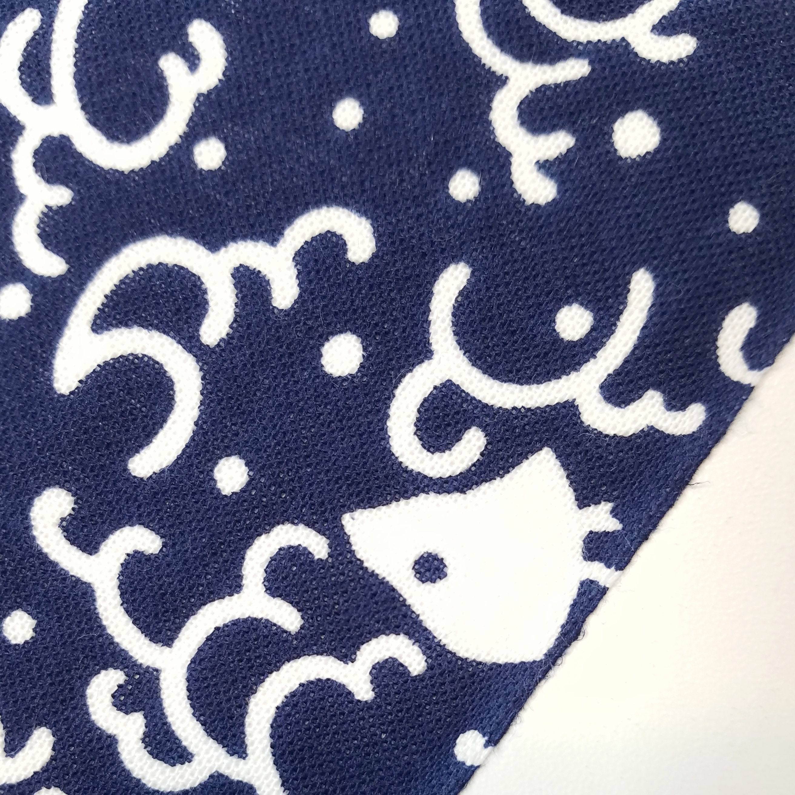 Japanese dark blue and white plover bird and wave pattern Tenugui ...