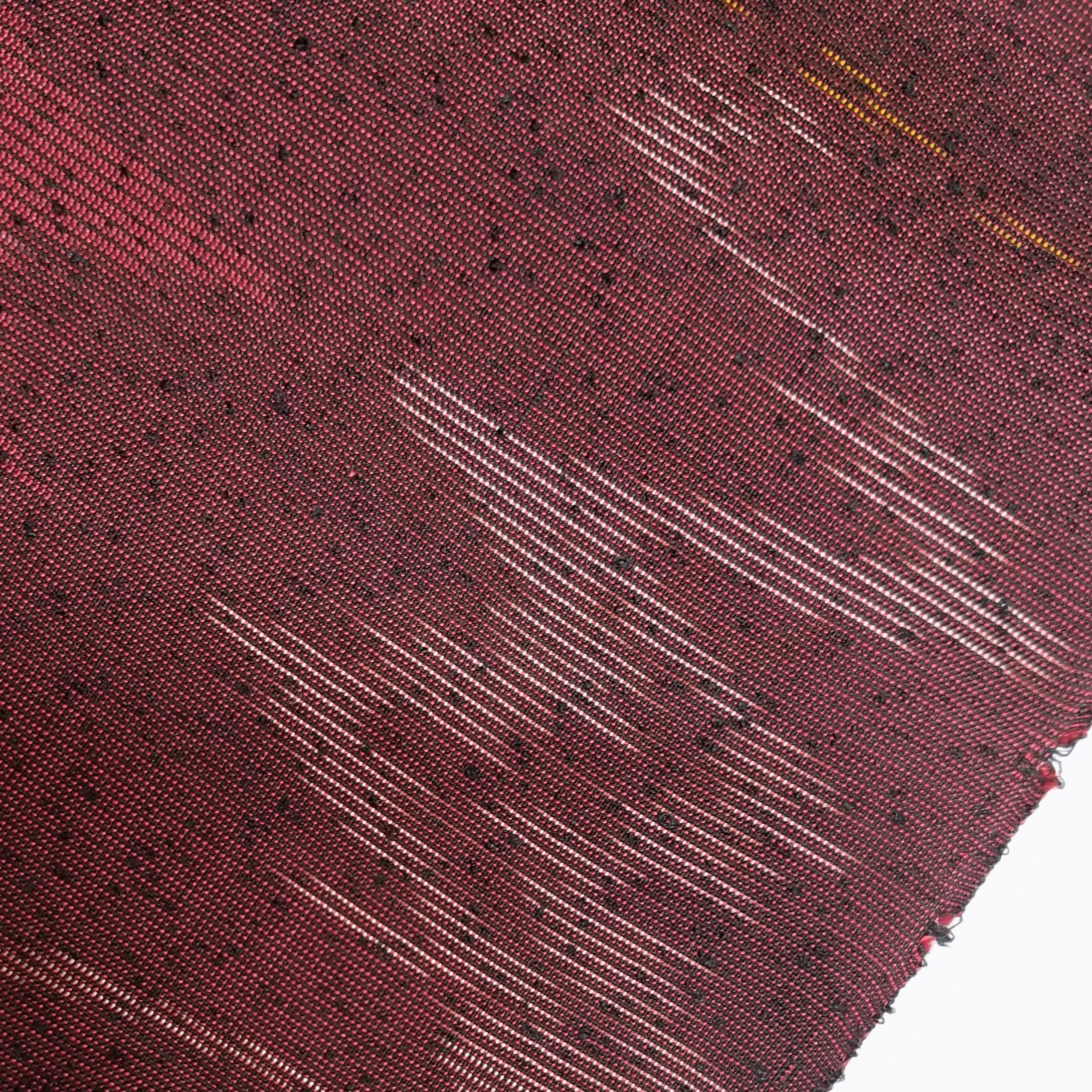 Vintage Japanese oshima tsumugi pongee kimono silk - Deep red with ...