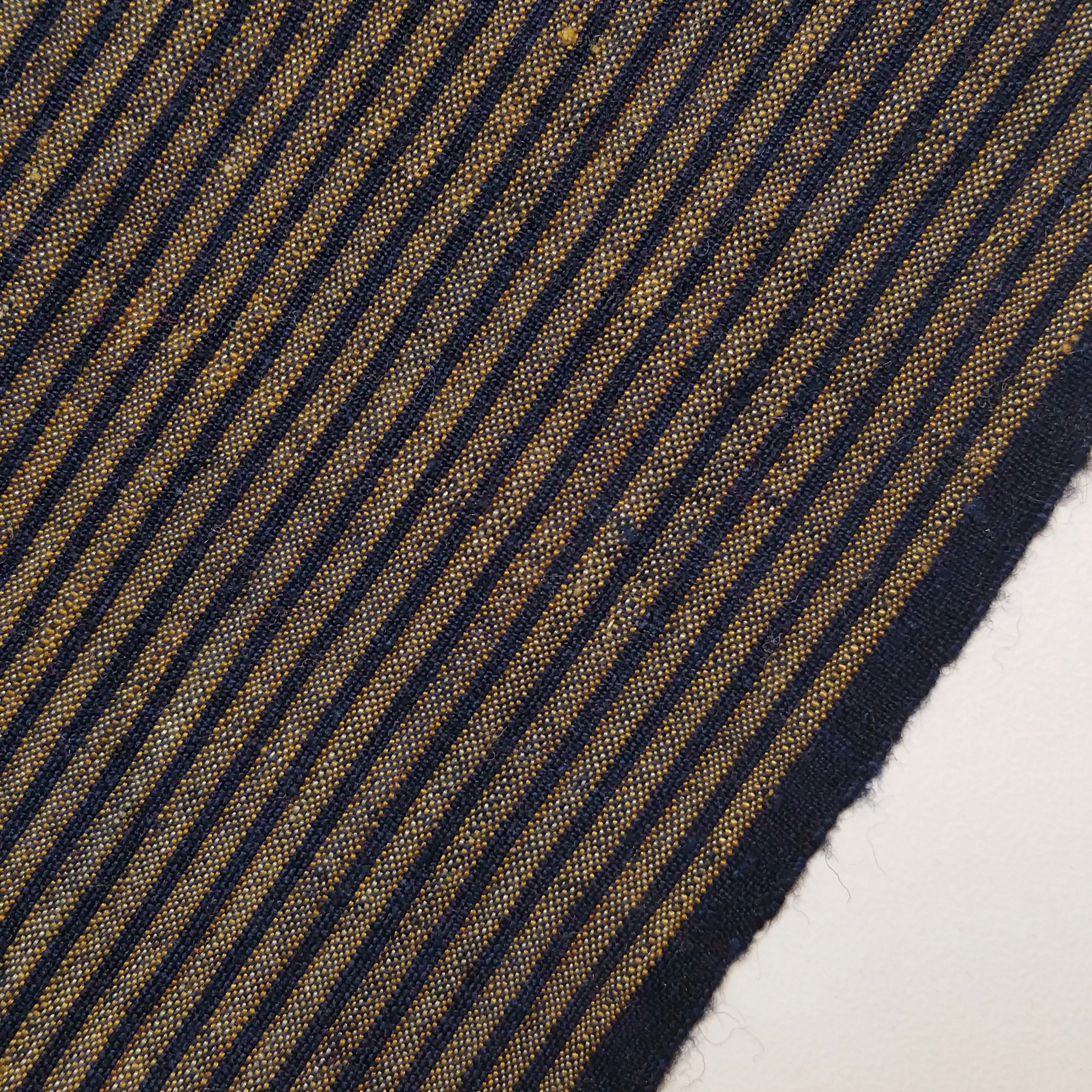 Vintage cotton & silk tsumugi pongee fabric- black and warm brown ...