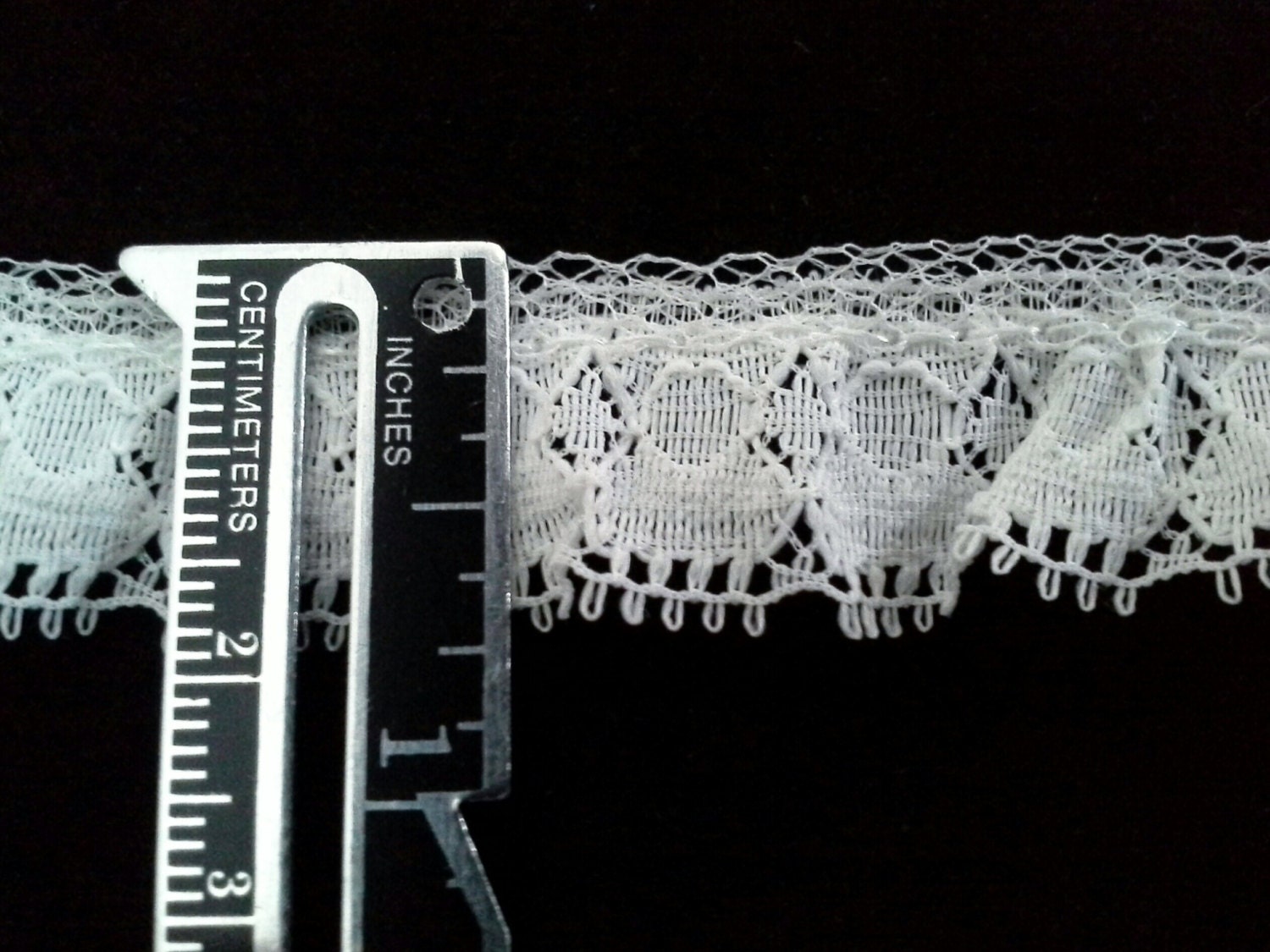 Vintage tiny white 3/4 inch ruffle lace trim- by the yard