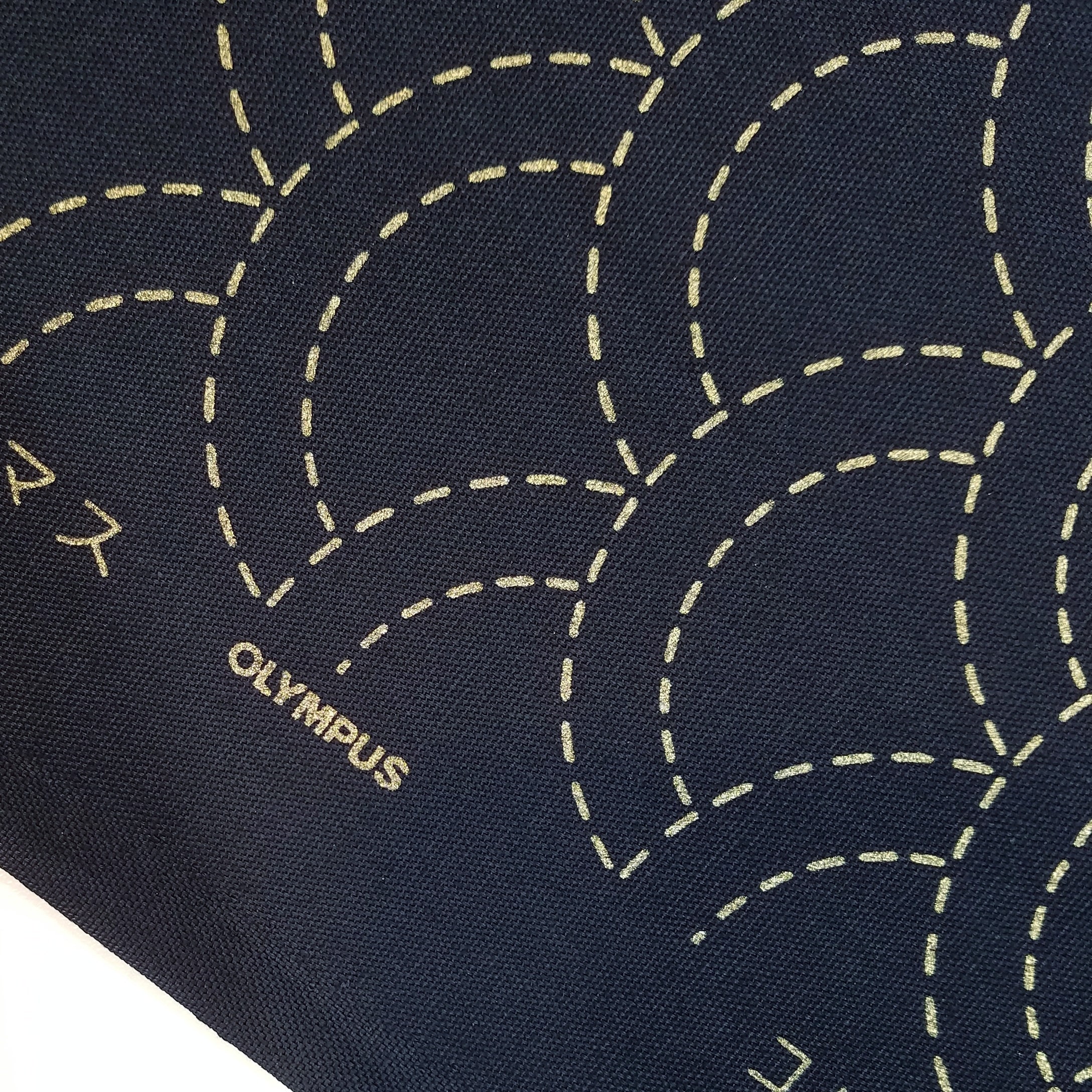 Olympus dark navy - black pre-printed wash-away sashiko fabric - wave ...