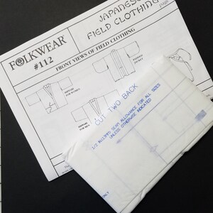 Folkwear Sewing Pattern # 112 Japanese Field Clothing; Hippari, Padded ...