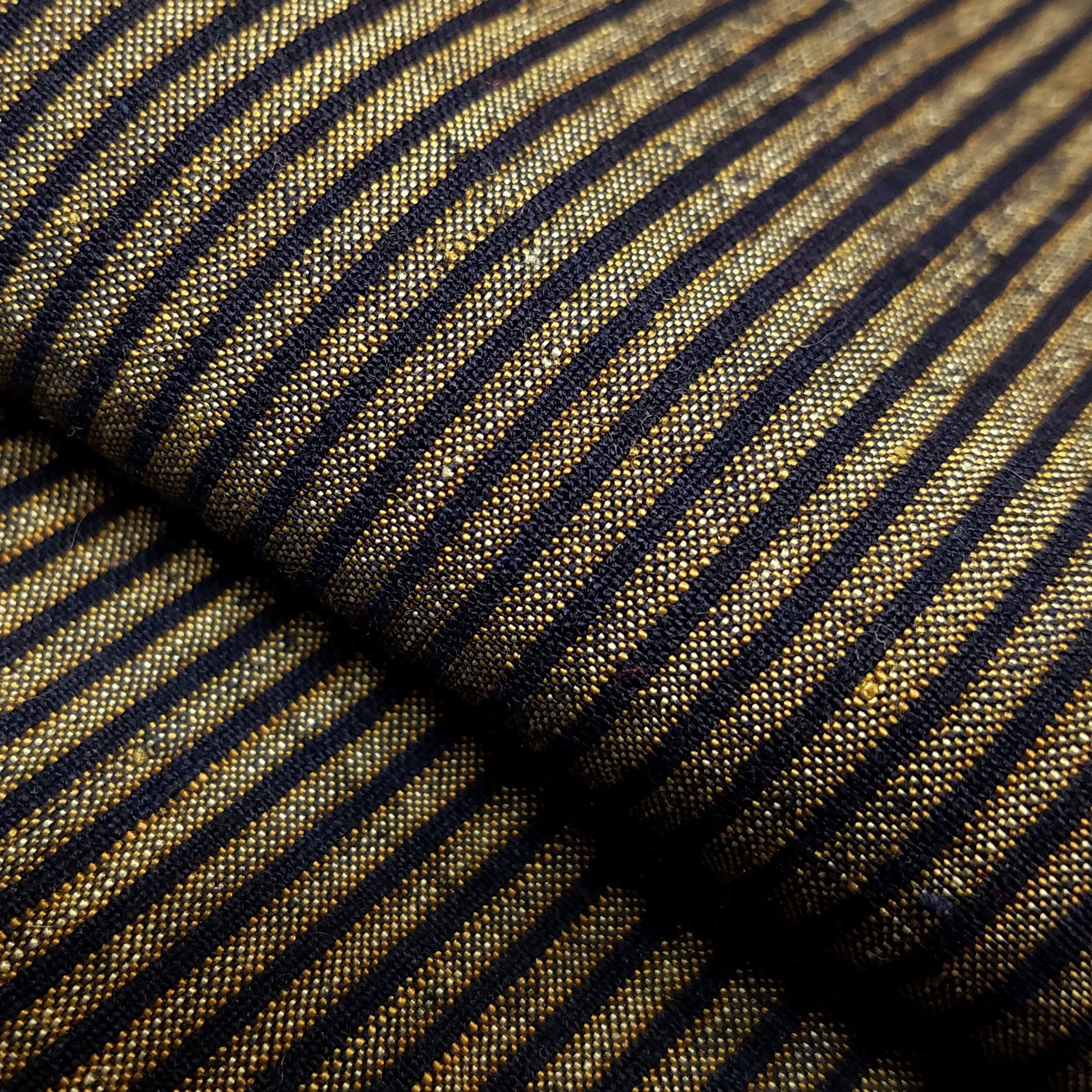 Vintage cotton & silk tsumugi pongee fabric- black and warm brown ...