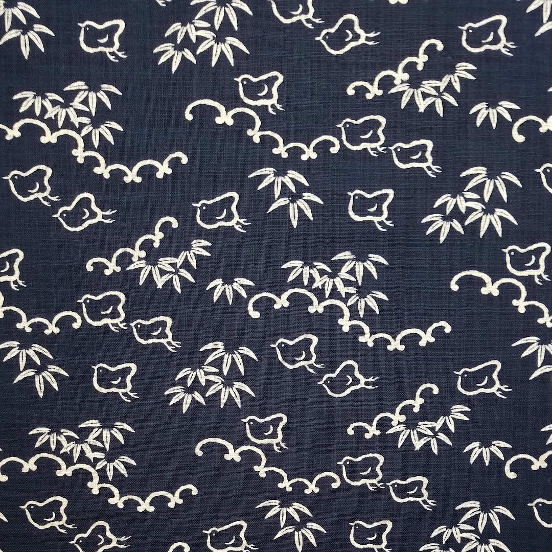 Sevenberry Japan Nara Homespun Cotton Canvas Fabric - Sparrow Birds and ...