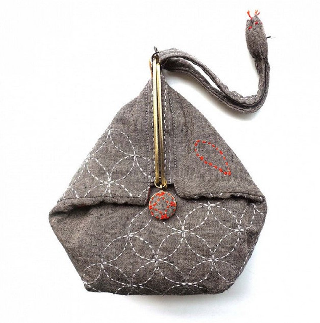 NEW QH Textiles Sashiko Slide Clasp Purse Kit With Brown Yarn Dyed ...