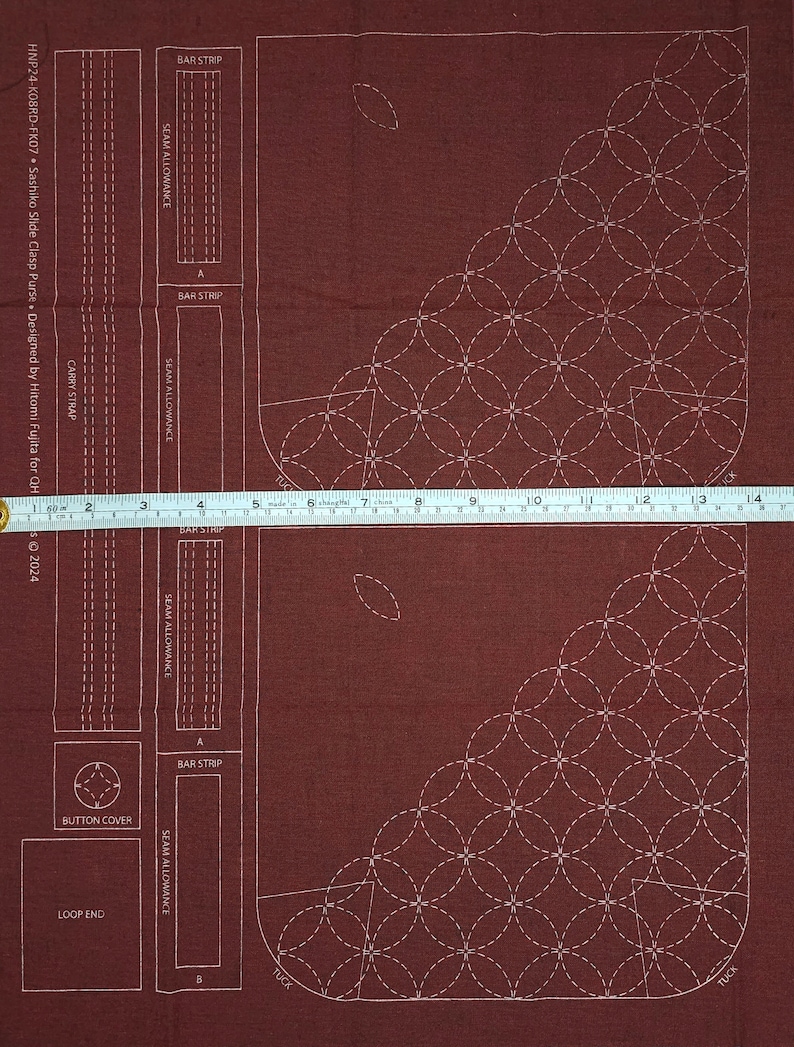 NEW Color QH Textiles Sashiko Slide Clasp Purse Kit With Burgundy Yarn ...
