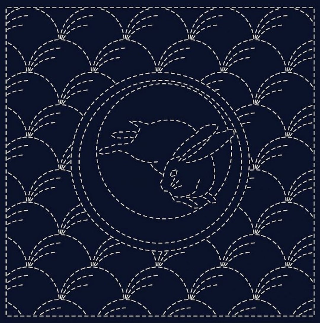 QH Textiles Sashiko Pre-printed Wash-away Pattern Sampler - "tsuki-ni ...