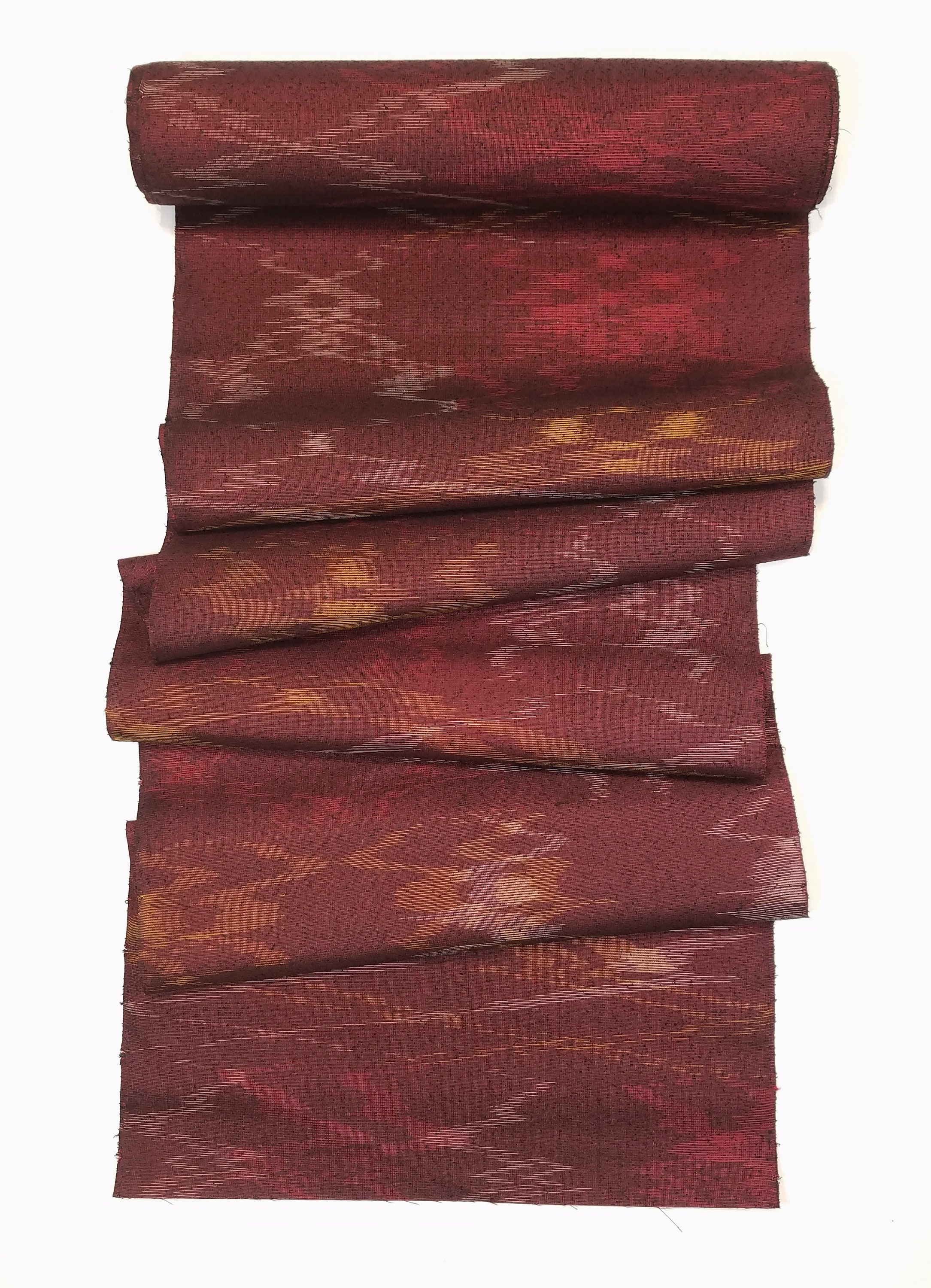 Vintage Japanese oshima tsumugi pongee kimono silk - Deep red with ...