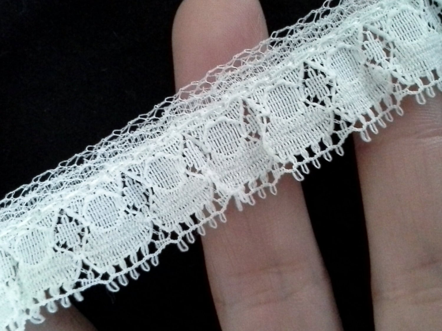 Vintage tiny white 3/4 inch ruffle lace trim- by the yard