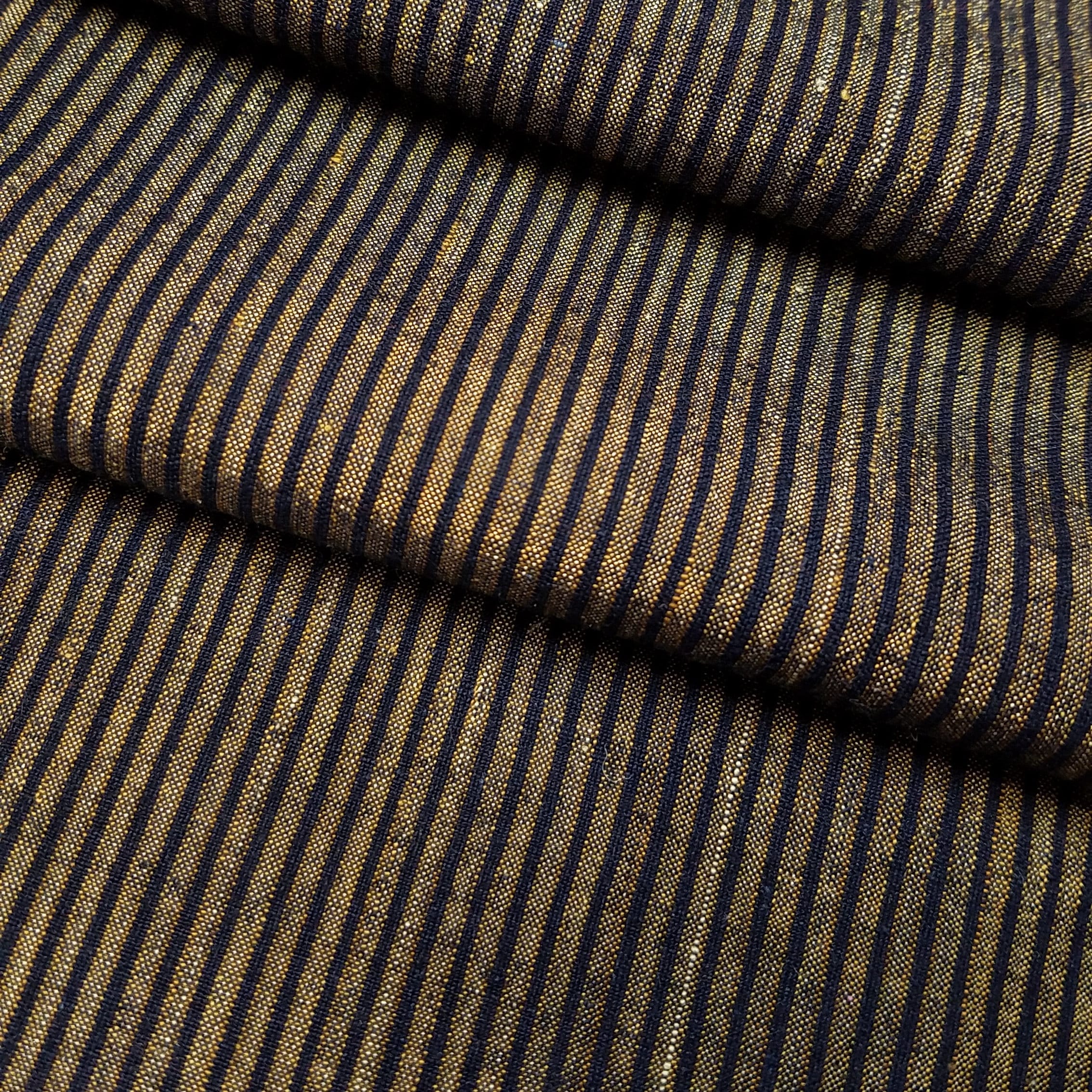 Vintage cotton & silk tsumugi pongee fabric- black and warm brown ...