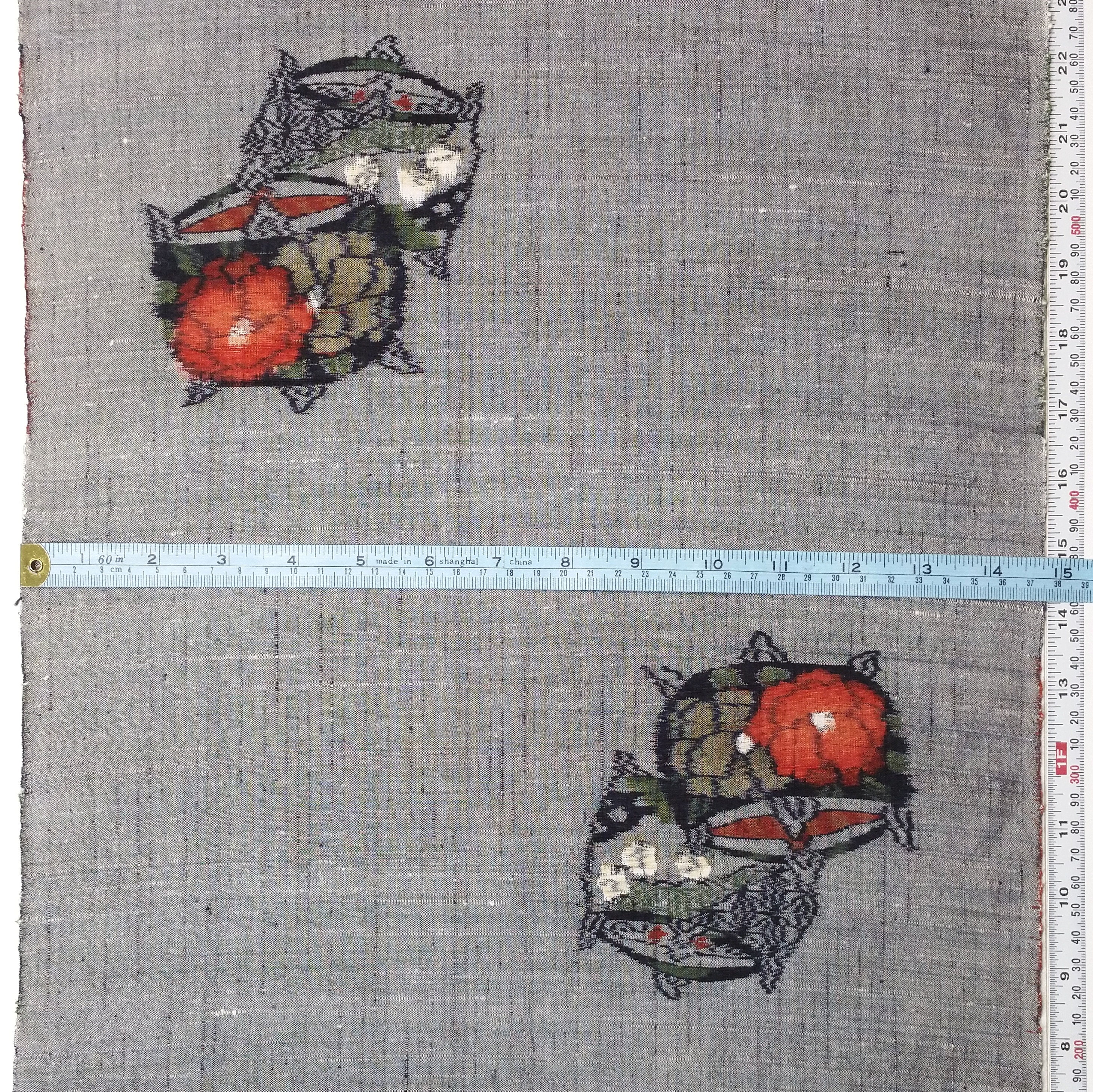 Silver colored Tsumugi pongee Silk Kimono Fabric with thread spool ...