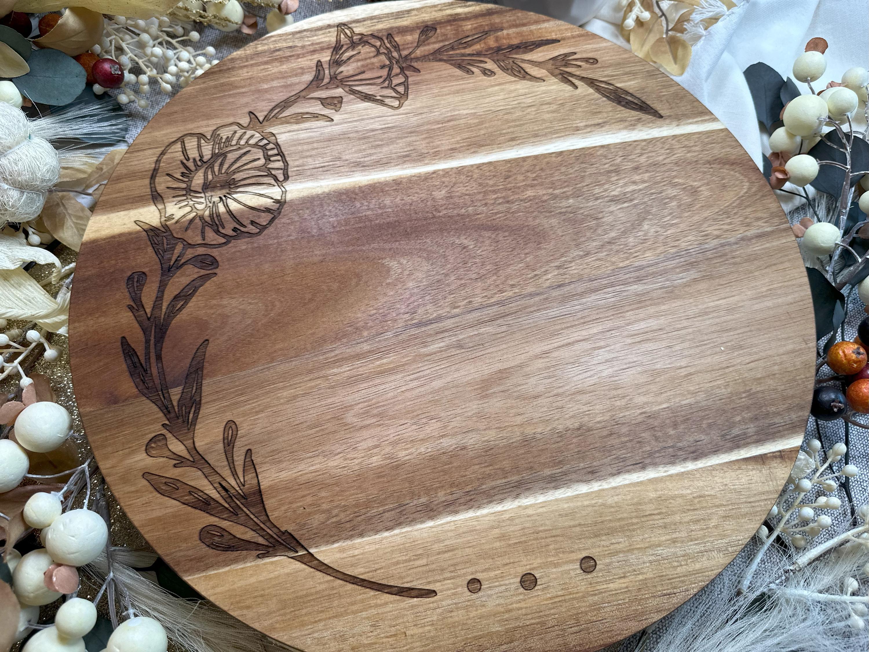 Handcrafted Acacia Wood Lazy Susan | Personalized Fall Decor | Monogram ...