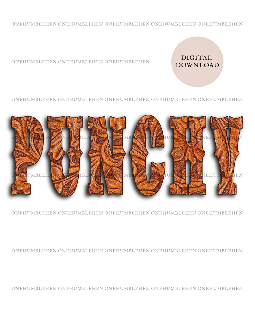 PUNCHY Western Tooled Leather Text | Cowgirl Style Clipart PNG | Rodeo ...