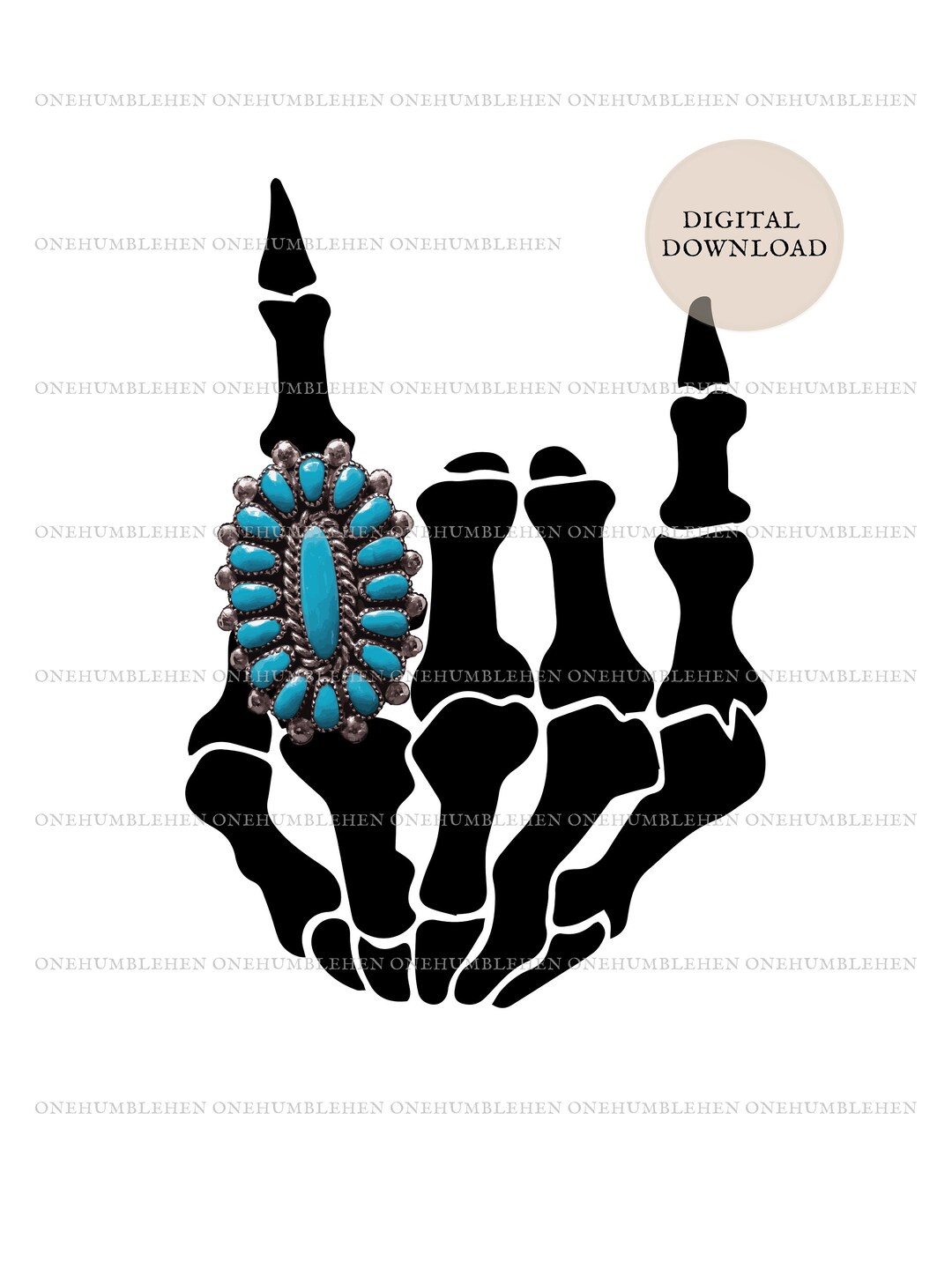 Punchy Rock N Roll Skeleton Hand | Western Navajo Turquoise Ring ...