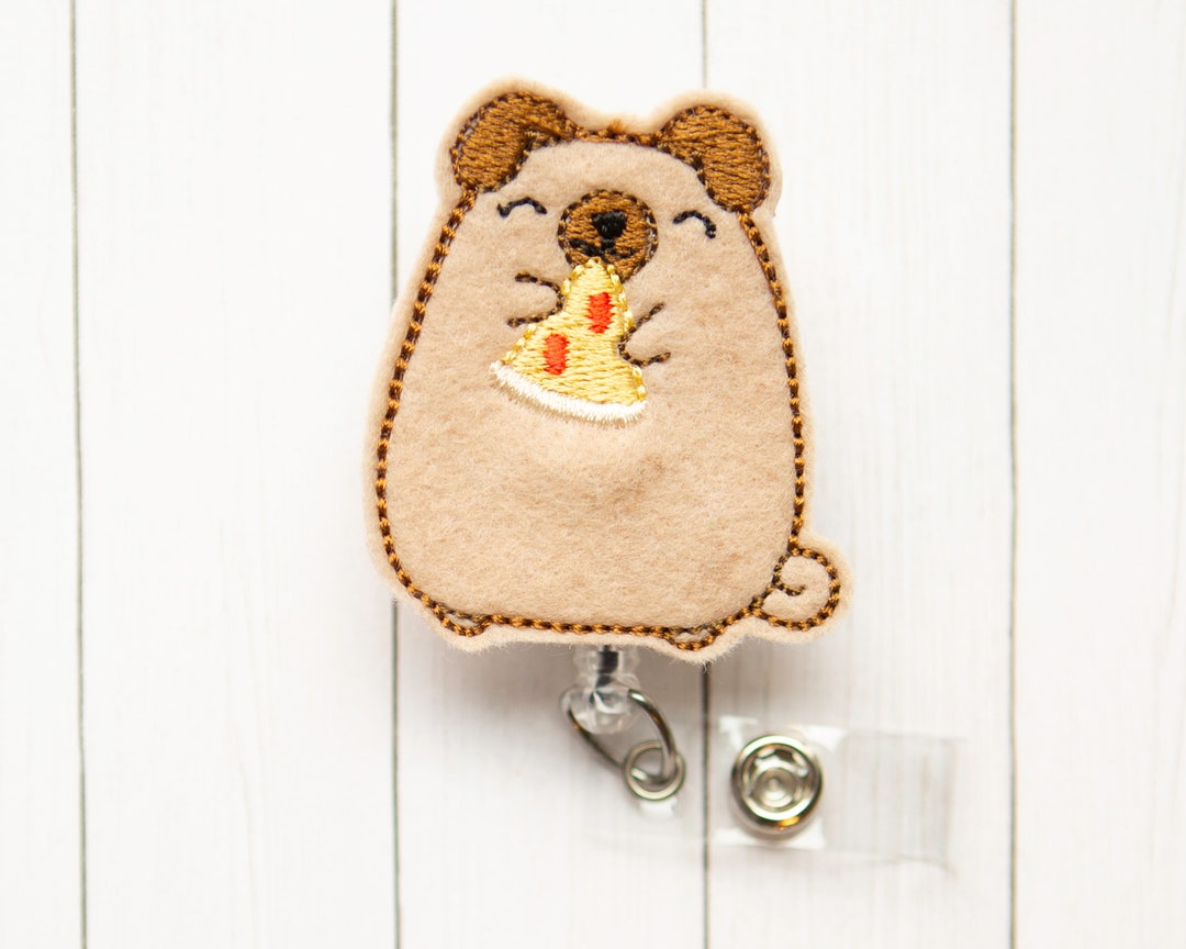Pug Dog Eating Pizza Retractable Badge Reel Nurse Badge Holder Teacher ...