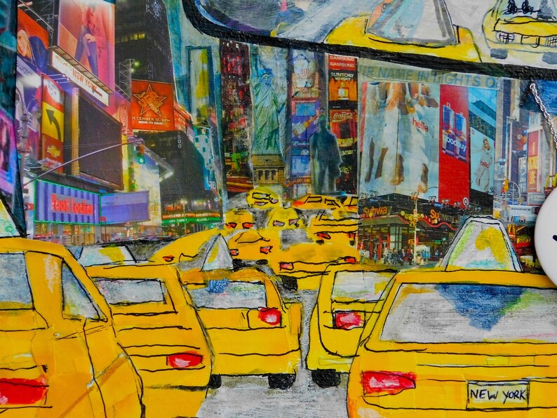 Miniature Times Square New York Mixed Media Collage on Wood - Etsy Canada