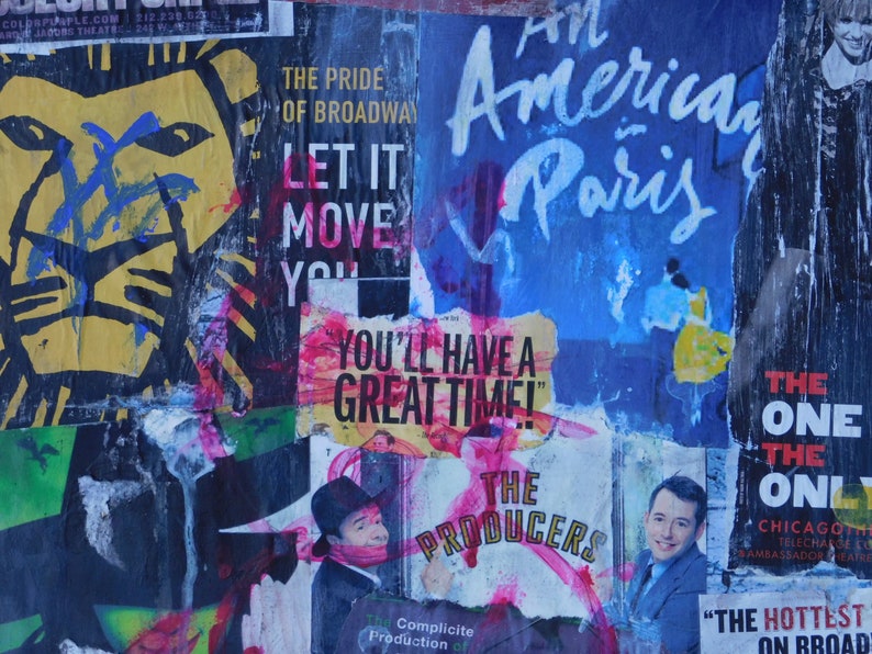 Theatre Posters on Wall Mixed Media Collage on Canvas - Etsy