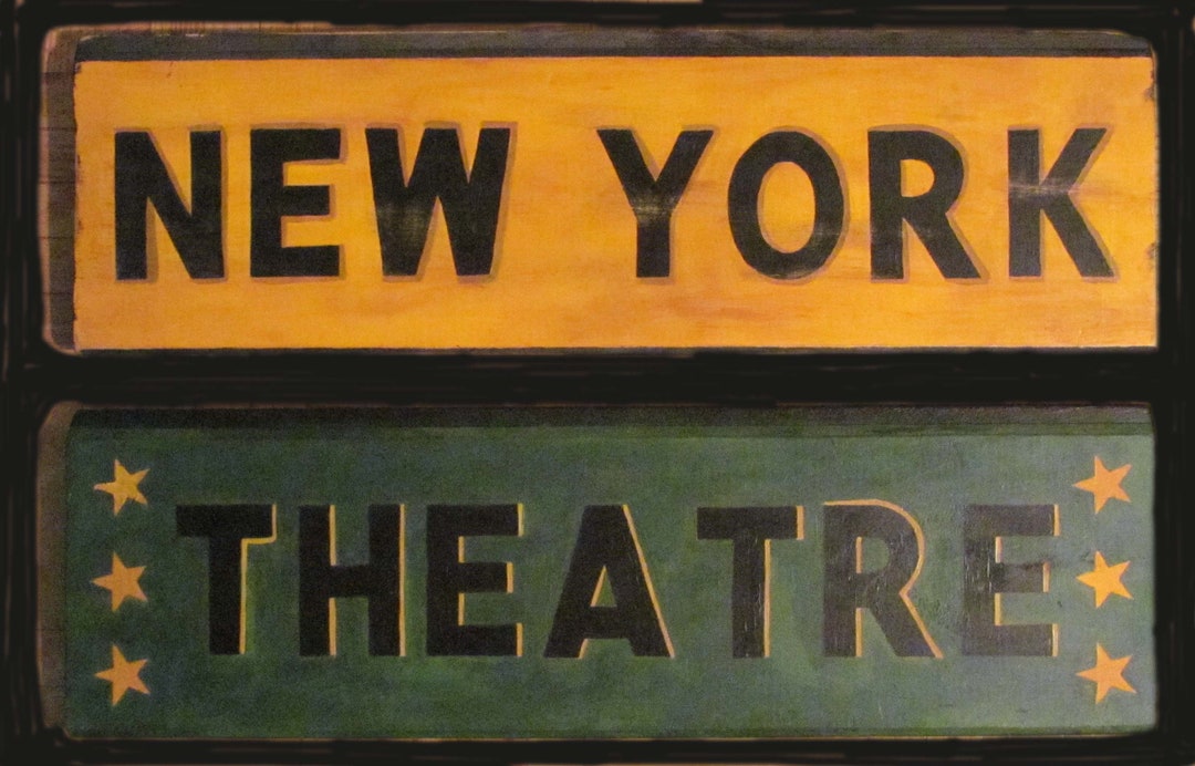 Vintage Distressed Design New York Theatre Signs Hand Painted - Etsy