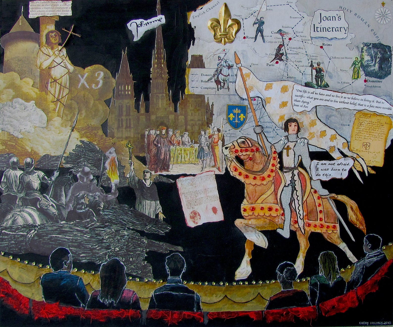Joan of Arc Collage and Mixed Media on Wood St Joan as A - Etsy