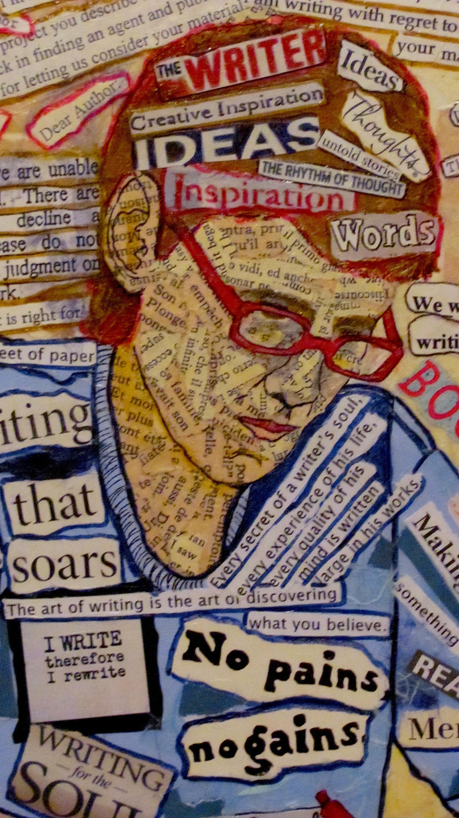 Writer Collage Mixed Media on Wood Panel Original Ready To | Etsy