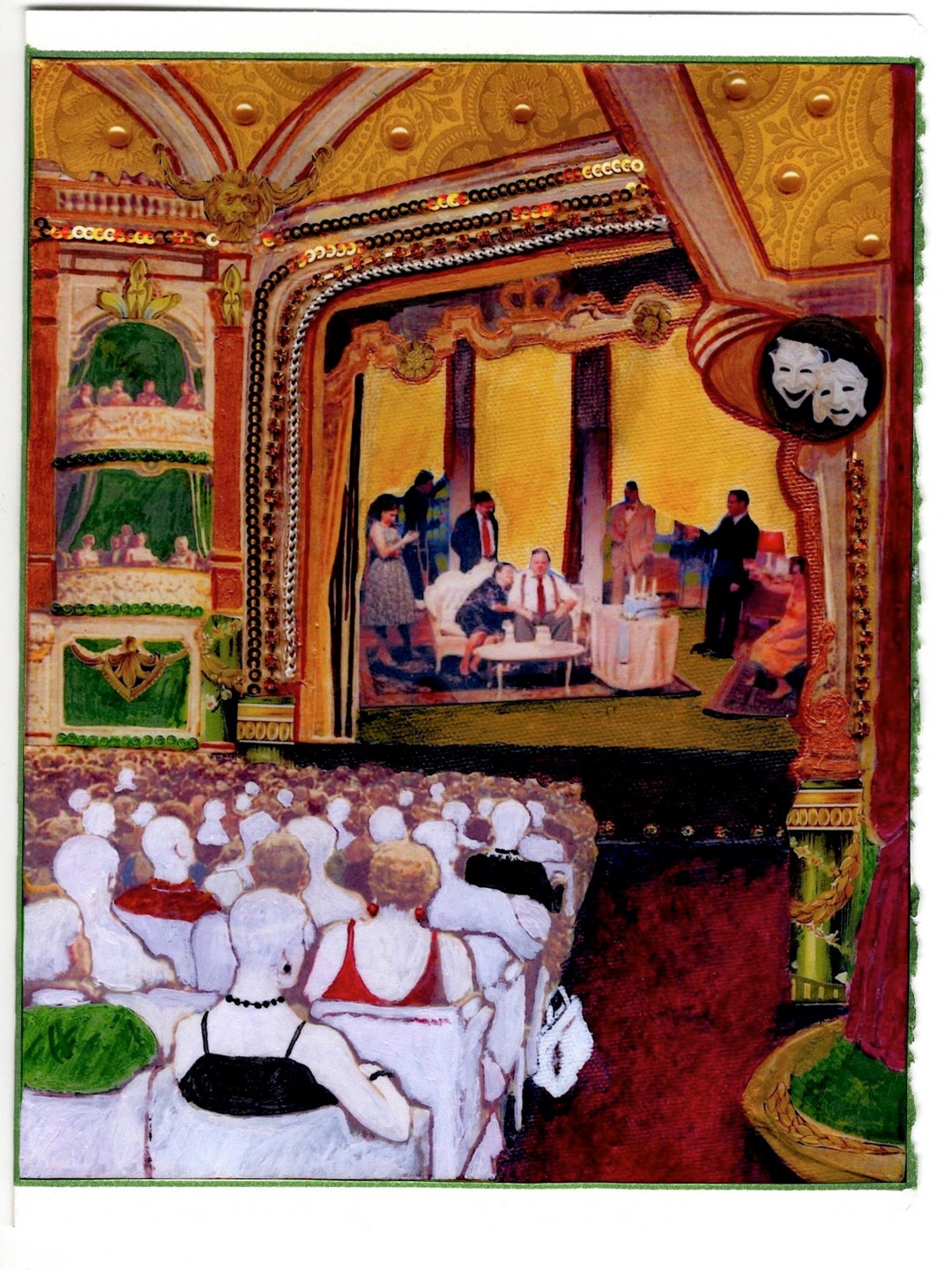 Vintage Theatre Set of 4 Blank Cards From Original Collage - Etsy