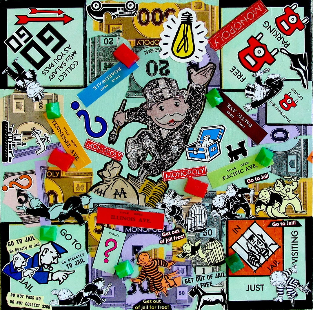 Vintage Monopoly Set of 4 Blank Cards From Original Artwork - Etsy