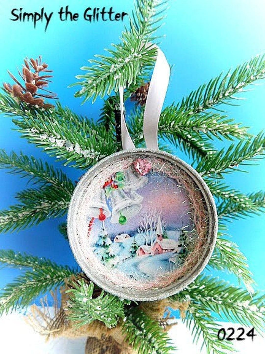 Handmade Altered Mason Jar Lid Ornament "honor", Christmas Ornament ...