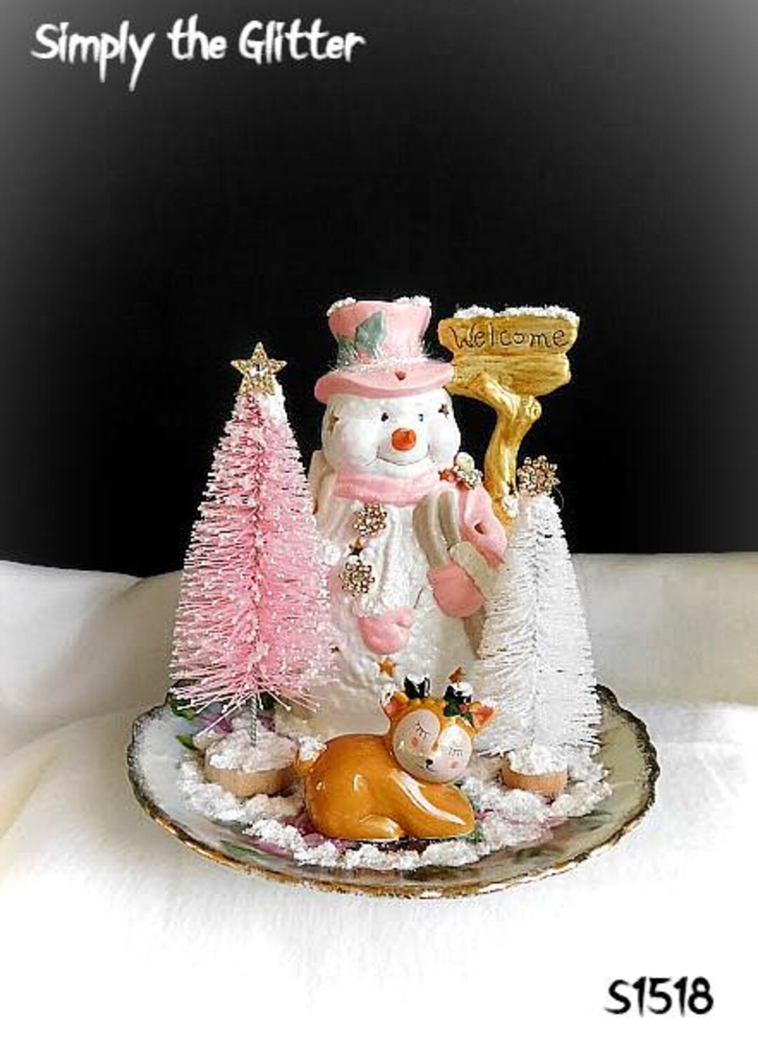 Vintage Lighted Winter Scene Ceramic Snowman Decor "marcelina", Winter ...